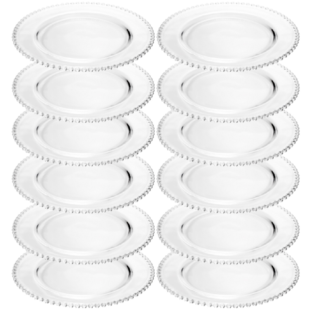 Jogo 12 Sousplat Supla Suplat De Cristal Pearl Transparente | Shopee Brasil