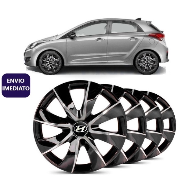 Jogo 4 Calota Prime Aro 14 Preta/Prata Hyundai Hb20 | Shopee Brasil