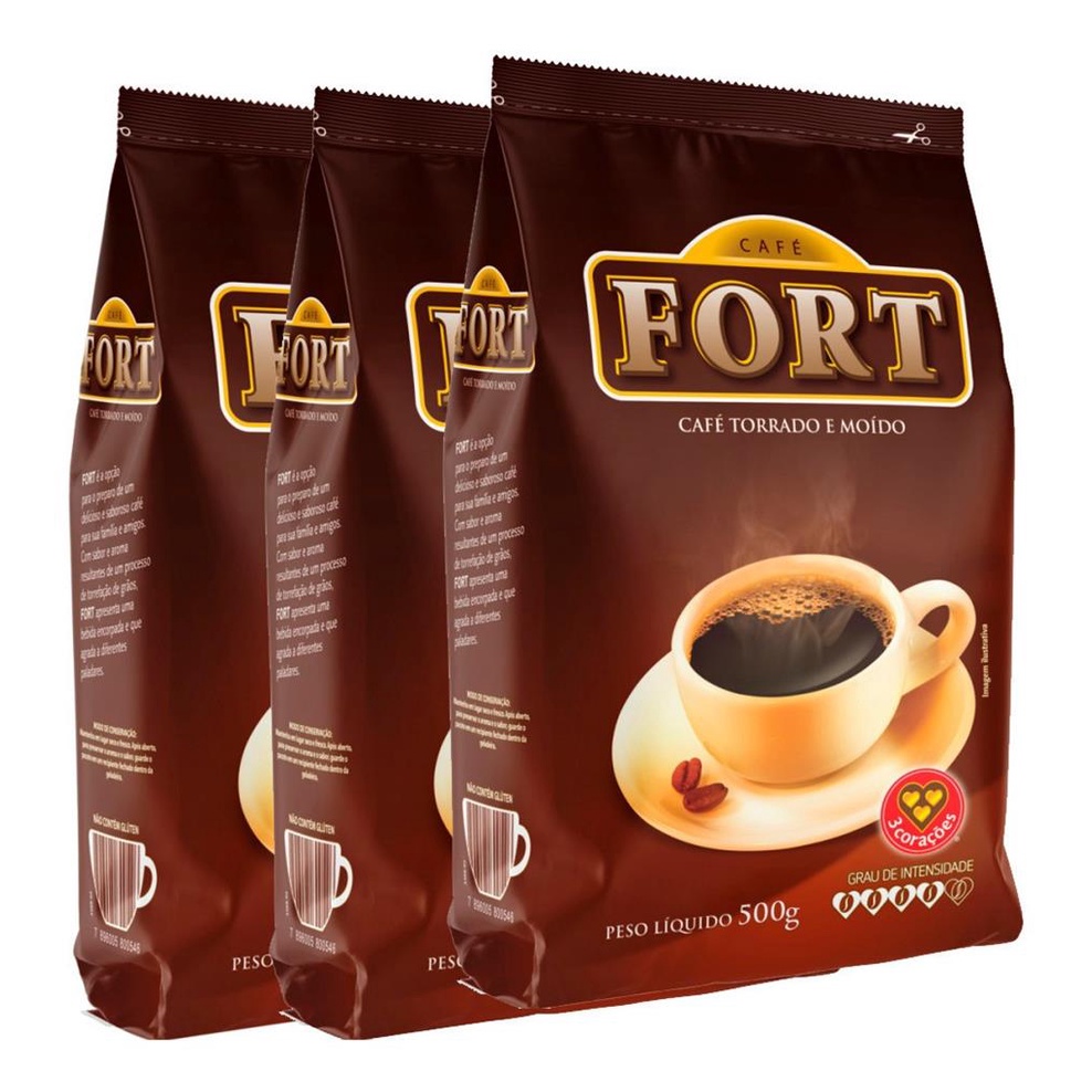 Cafe Torrado Moido Extra Forte Cafe Kit 3 Packs 500g | Shopee Brasil