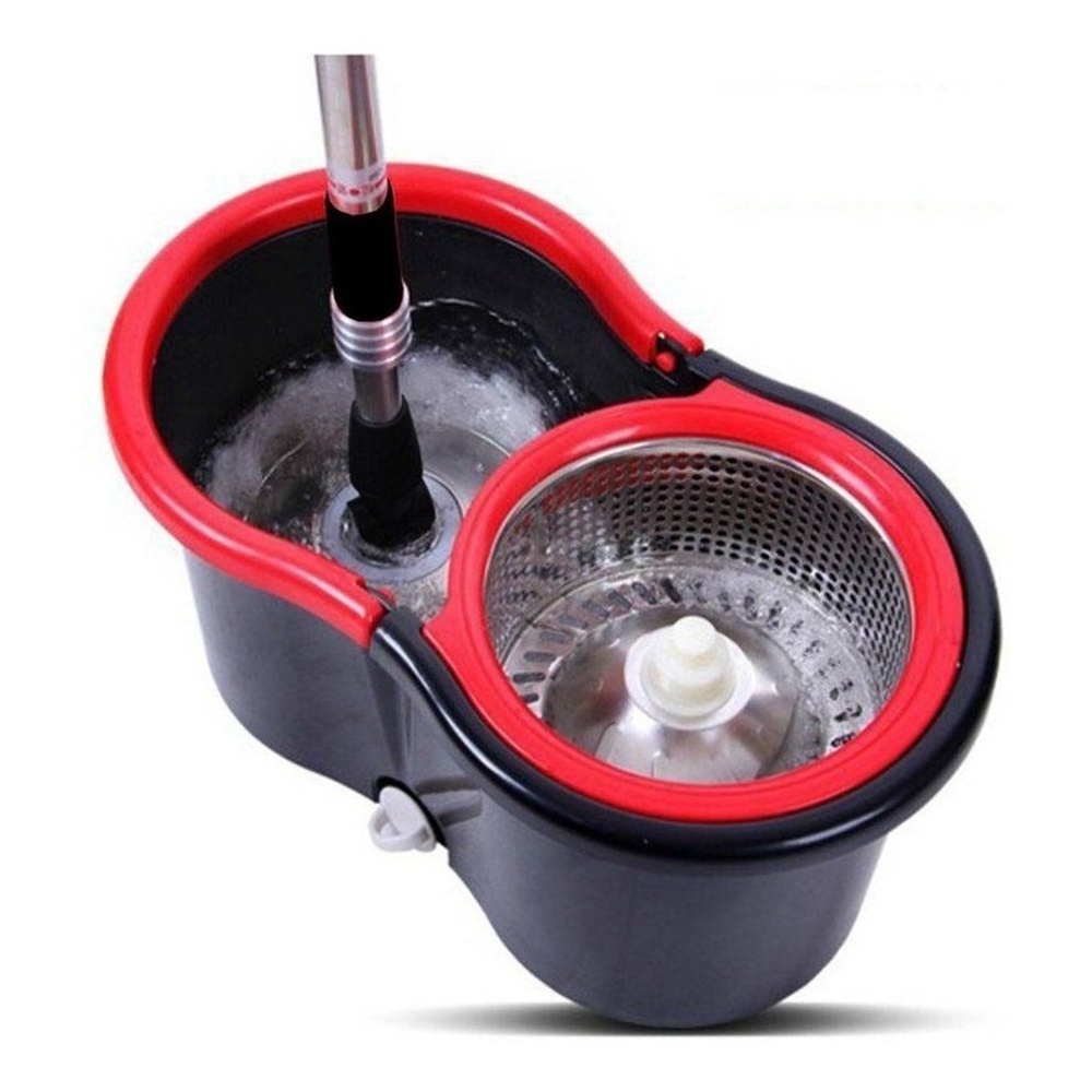 Balde Mop Rodo Automatico Giratorio Inox Vem Com 2 Esfregoes | Shopee ...