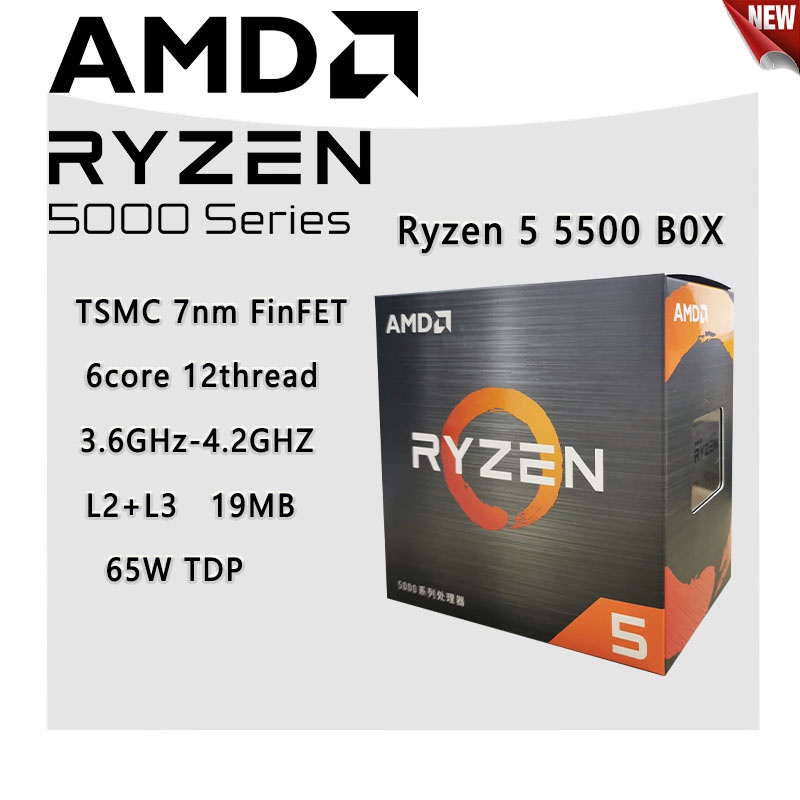 AMD Ryzen 5 5500 R5 5500 3.6Hz 6-Core Processador CPU de 12 Rosca 7NM ...