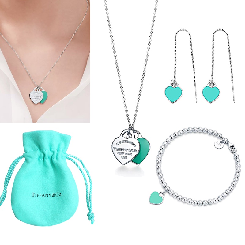 Conjunto Tf & Co Colar Pulseira Pulseira Brincos 925 Colar de Prata ...