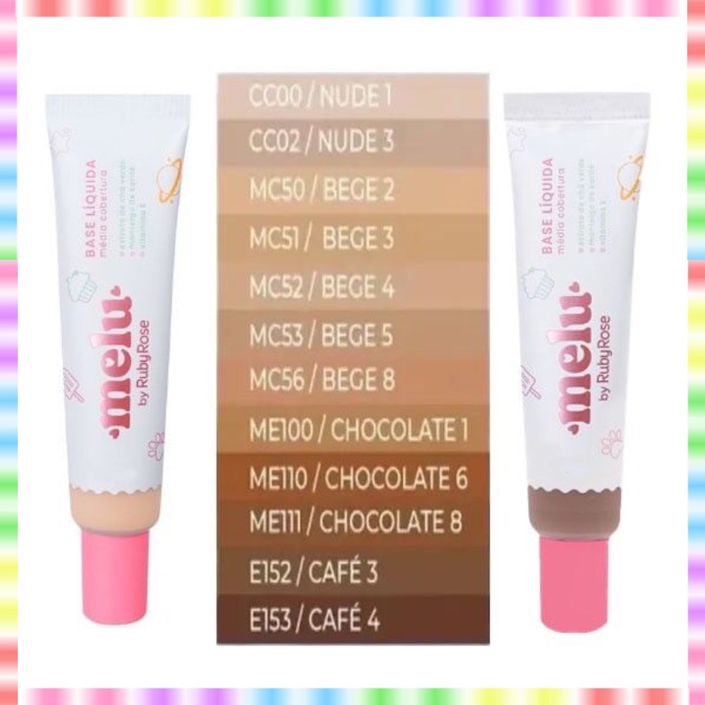 BASE LIQUIDA MEDIA COBERTURA - MELU RUBY ROSE | Shopee Brasil
