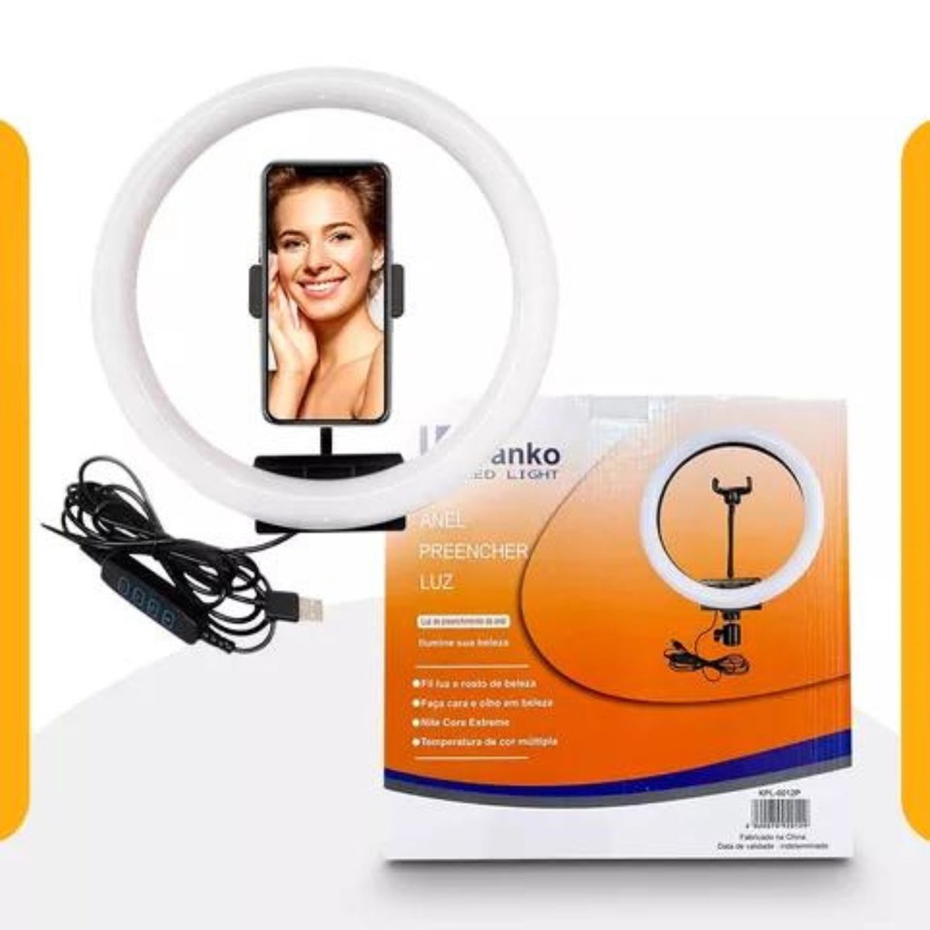 Kit Completo Ring Light Profissional 12 polegadas- 30cm C/ Tripé 2,10M - Iluminador Led ...