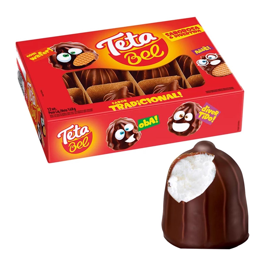 Teta Bel tradicional doce chocolate maria mole c/ 12un 168g | Shopee Brasil