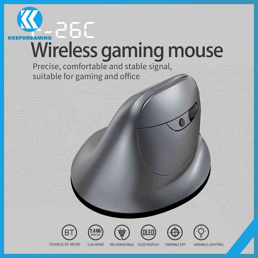 Rato Vertical Kem Mouse Recarregável 2.4G Para Jogos Sem Fio Ergonômico ...