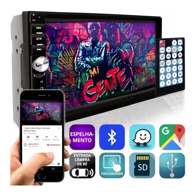 Mp5 Central Multimidia 2 Din Bluetooth Usb Sd Espelha Ios Android | Shopee Brasil