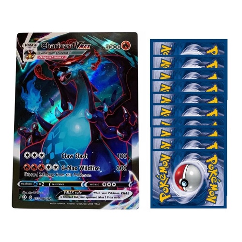 Carta Charizard Gigantamax Jumbo Grande + 10 Cards Pokemon | Shopee Brasil