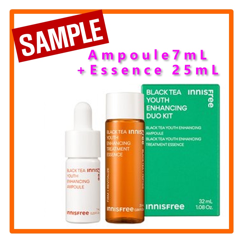 [Amostra] Kit DUO Para Melhorar A Juventude De Chá Preto innisfree (Ampola 7mL + Essência De ...