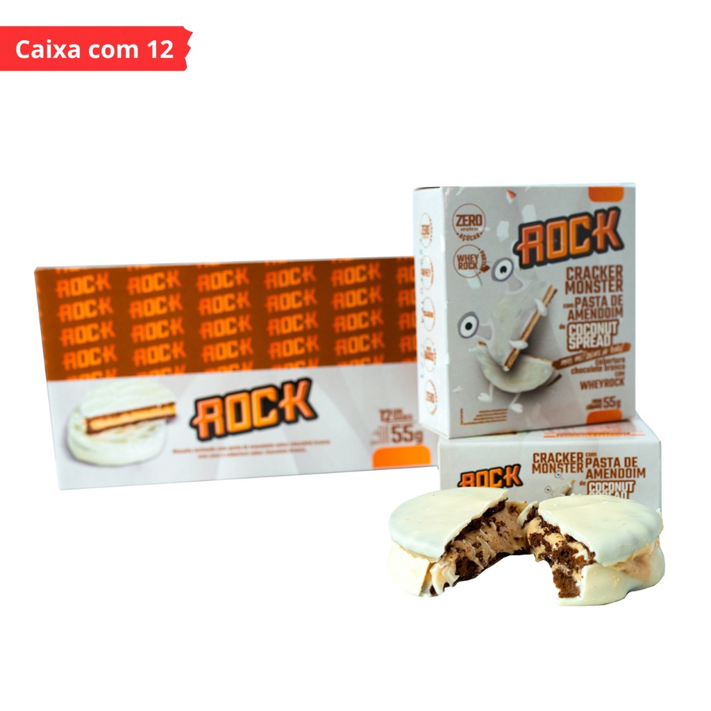 Caixa c/ 12 Rock Cracker Coconut Spred Chocolate Branco C/ Coco ...