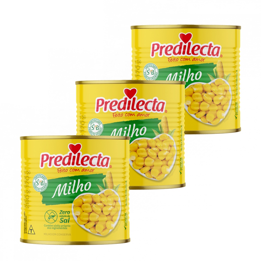 Kit 3 Milho Verde Lata 170g Predilecta | Shopee Brasil