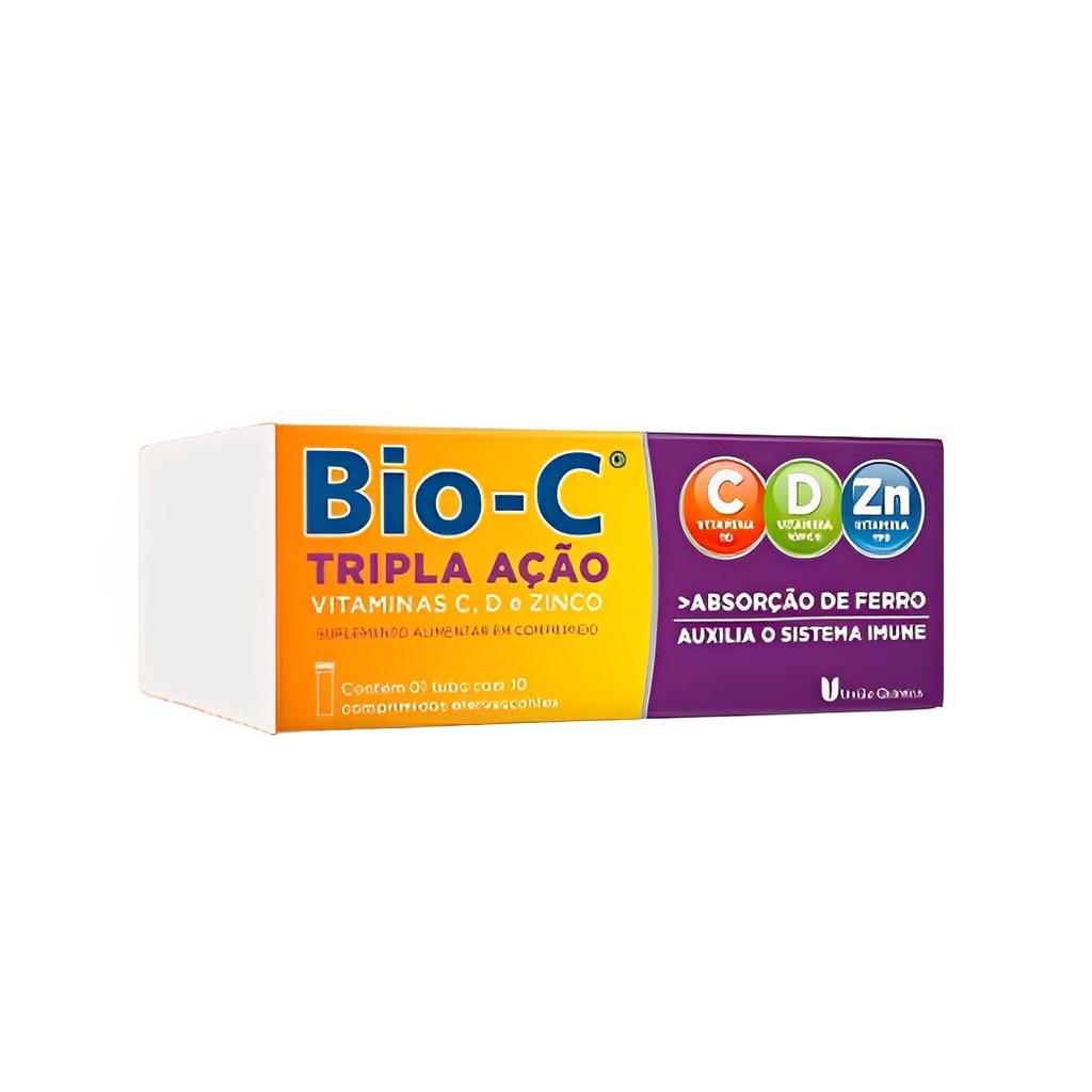 Bio C Tripla Ação Vitaminas C D Zinco Caixa 10 Comprimidos | Shopee Brasil