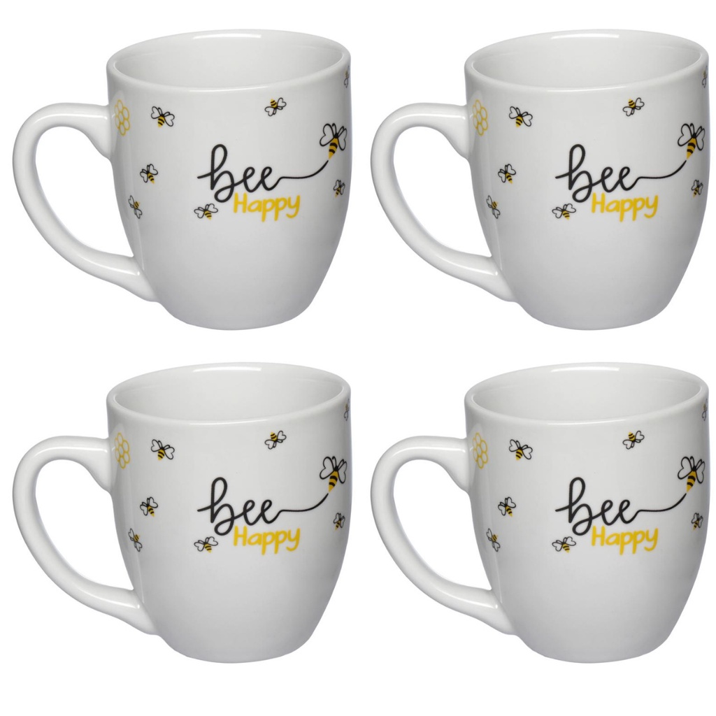 Jogo 4 Canecas Abelhinha Porcelana 300ml Honey Bee Hauskraft | Shopee ...