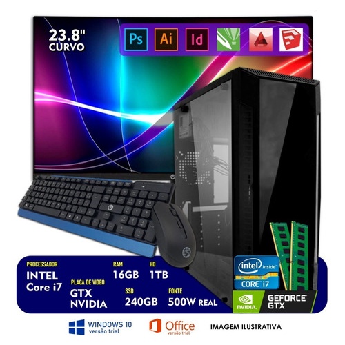 Computador Designer Core I7 16gb Ram Ssd 480gb Tela 23 Wifi | Shopee Brasil