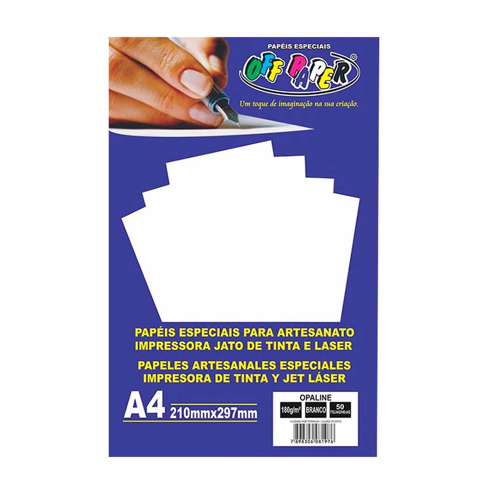 Papel Opaline A4 120 Gramas Pacote Com 50 Folhas Off Paper | Shopee Brasil