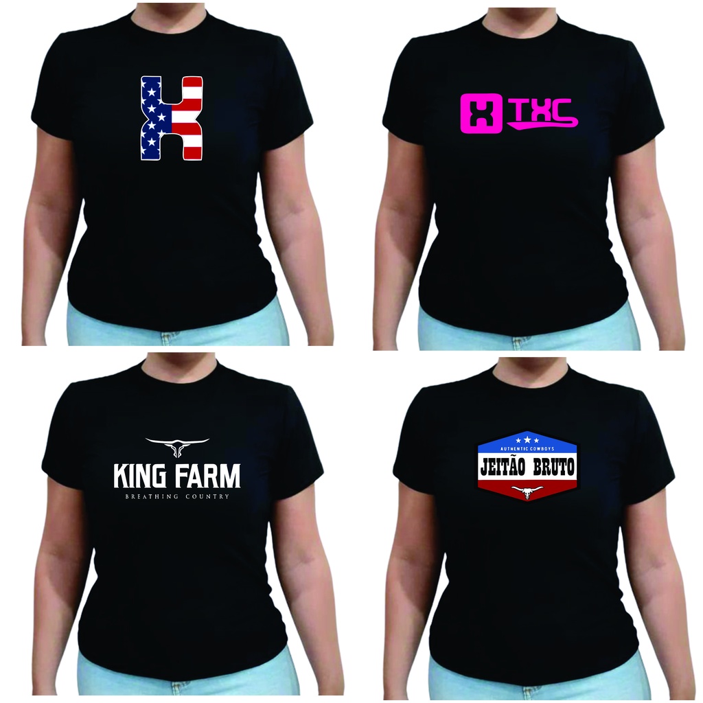 KIT CAMISETA BABY LOOK COUNTRY TXC KING FARM JEITÃO BRUTO | Shopee Brasil