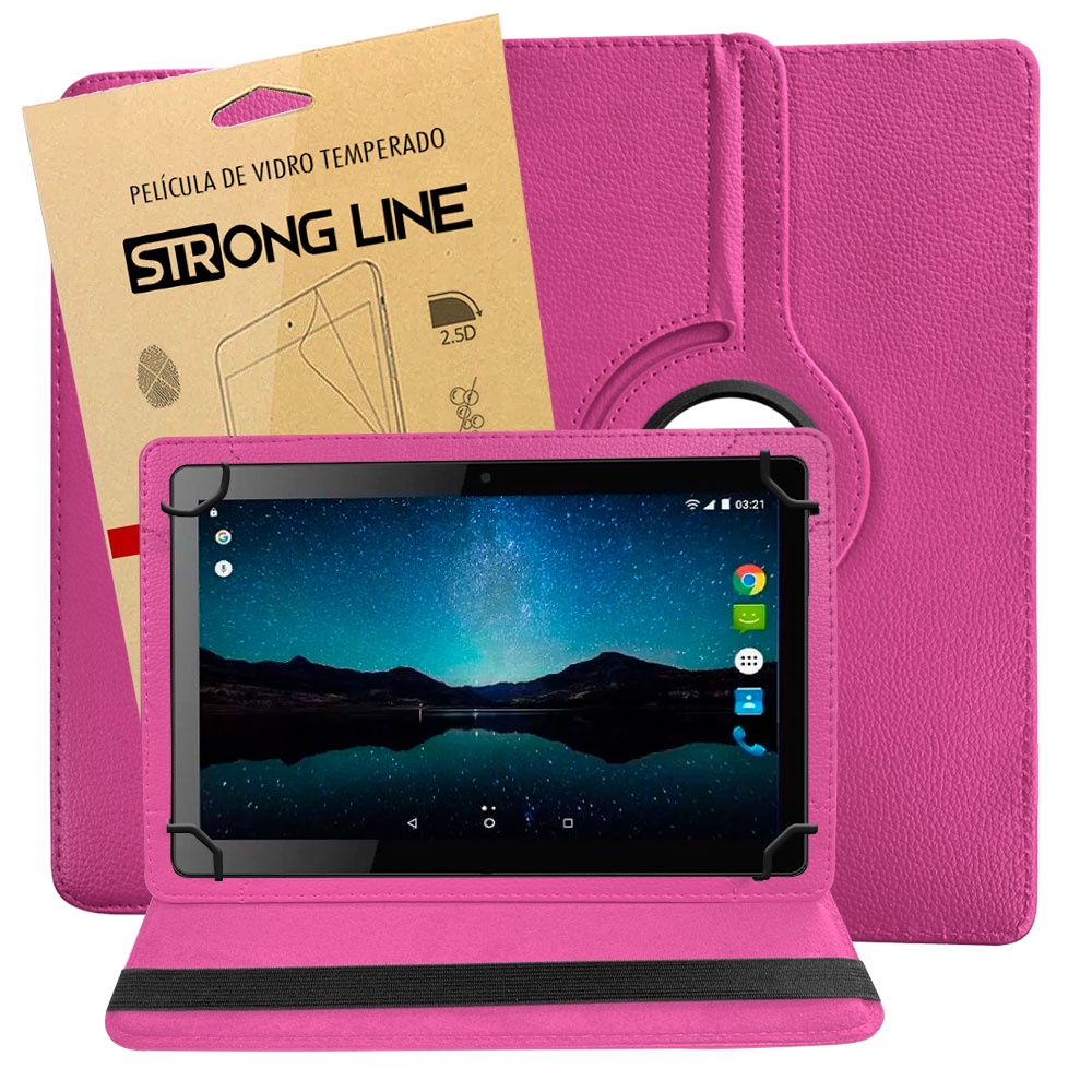 Capinha Capa Para Tablet Multilaser M10A M10 Case Giratória Anti Impacto Durável + Pelicula de ...