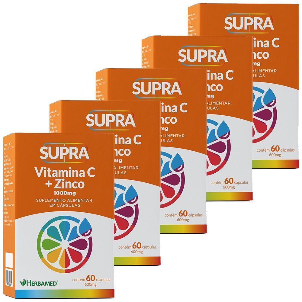 Kit 5x Supra Vitamina C + Zinco 60 Cápsulas Herbamed | Shopee Brasil