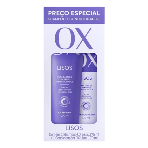 Kit Shampoo E Condicionador Lisos Ox 375ml + 170ml | Shopee Brasil