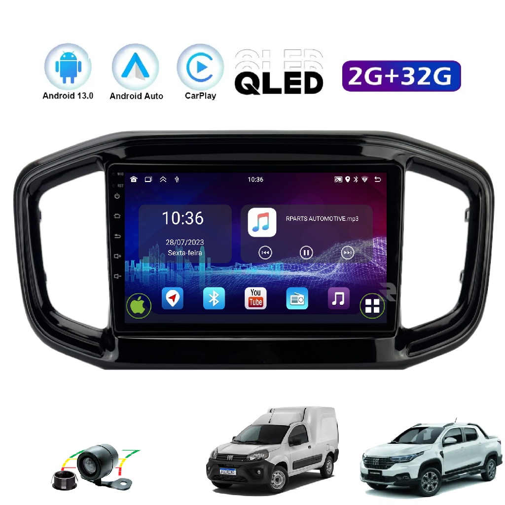 Kit Central Multimidia 9 Polegadas Android Fiat Nova Strada 2021 Fiorino 2022 Peugeot Partner ...