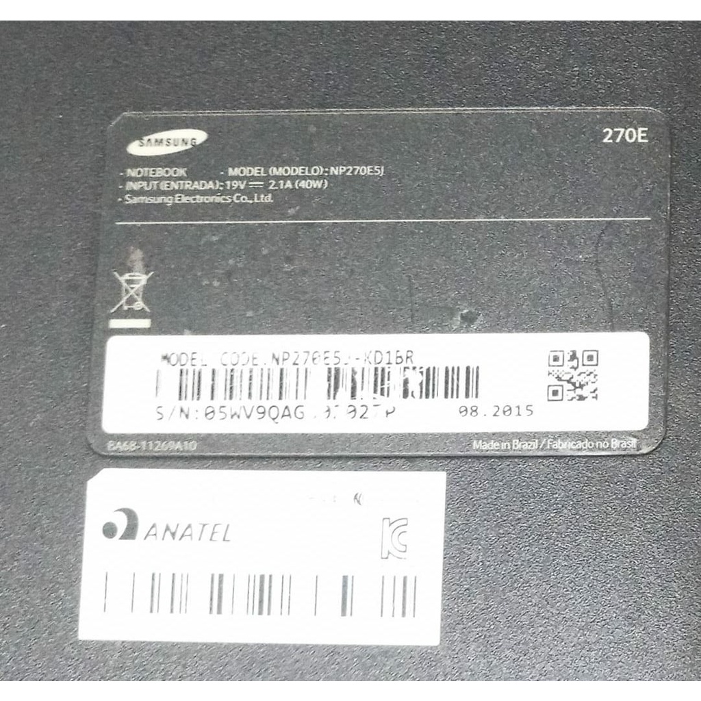 Base Inferior Chassi Notebook Samsung Np270e5j Ba75-04814a Original ...