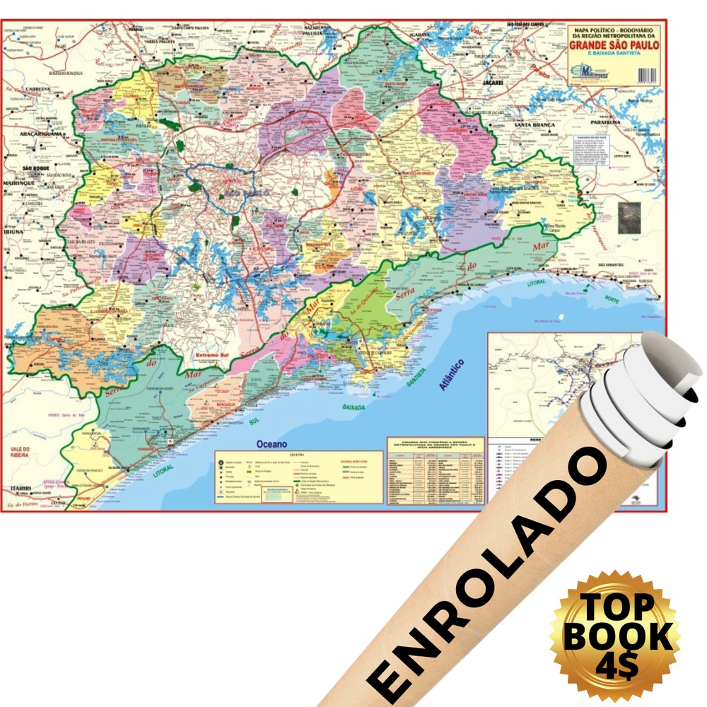 Mapa Grande São Paulo Capital Poster Politico Geografico | Shopee Brasil