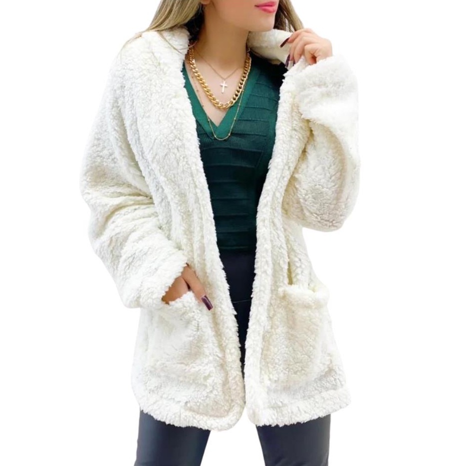 Casaco Teddy- Urso-lã- Bem Blogueirinha-com Capuz-peça Forrada- Super ...