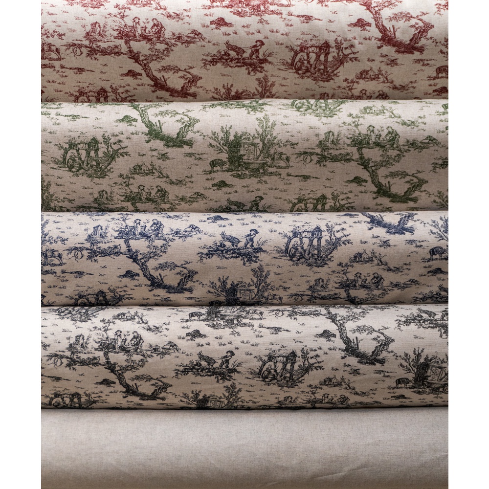 Tecido Linho Estampado Toile de jouy 1m X 1,40m | Shopee Brasil