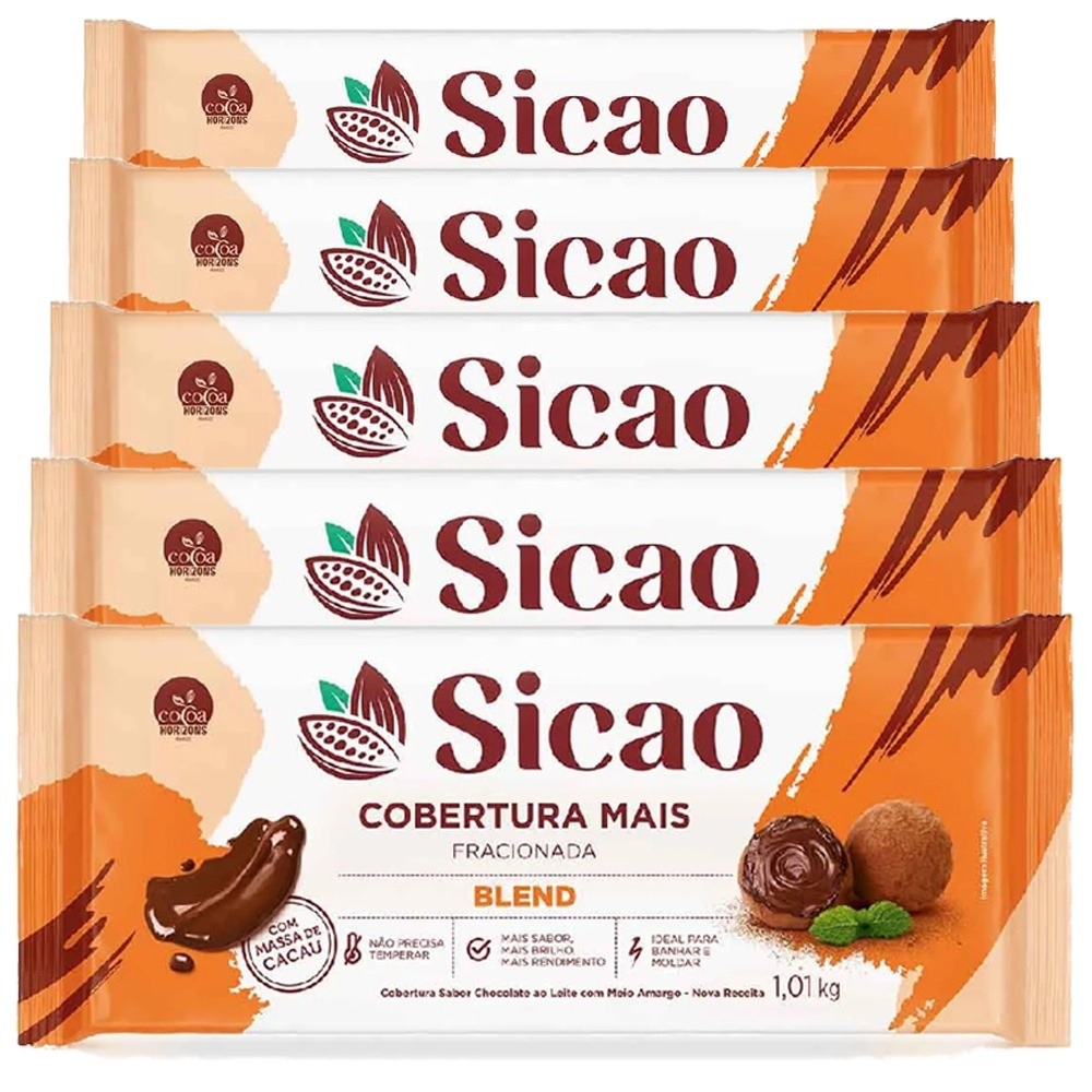 Kit Com 5 Coberturas Mais Blend Barra 1,01kg Sicao | Shopee Brasil