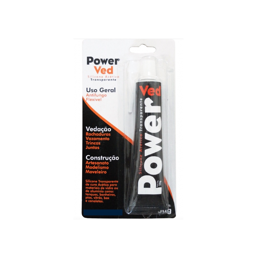 Silicone Acético Transparente Power Ved 50g | Shopee Brasil