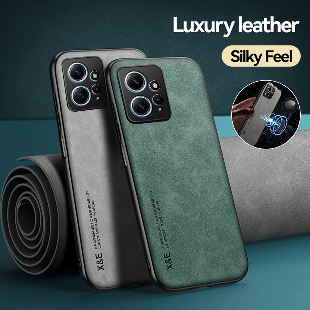 Para Redmi Note12 4G 5G Capa Magnética De Couro De Carneiro Redmy Note ...