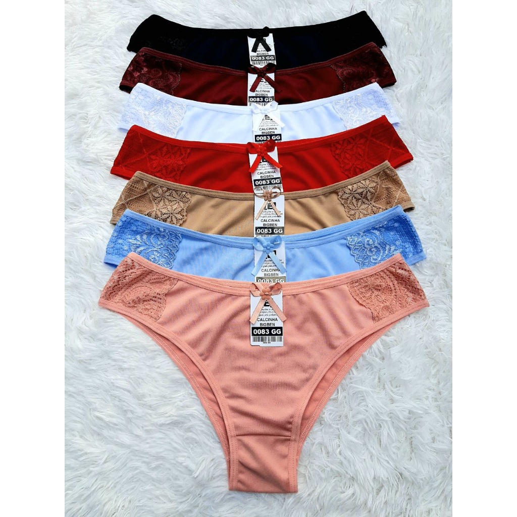 Calcinha feminina kit c/ 5 peças conforto luxo com renda kit calcinhas ...