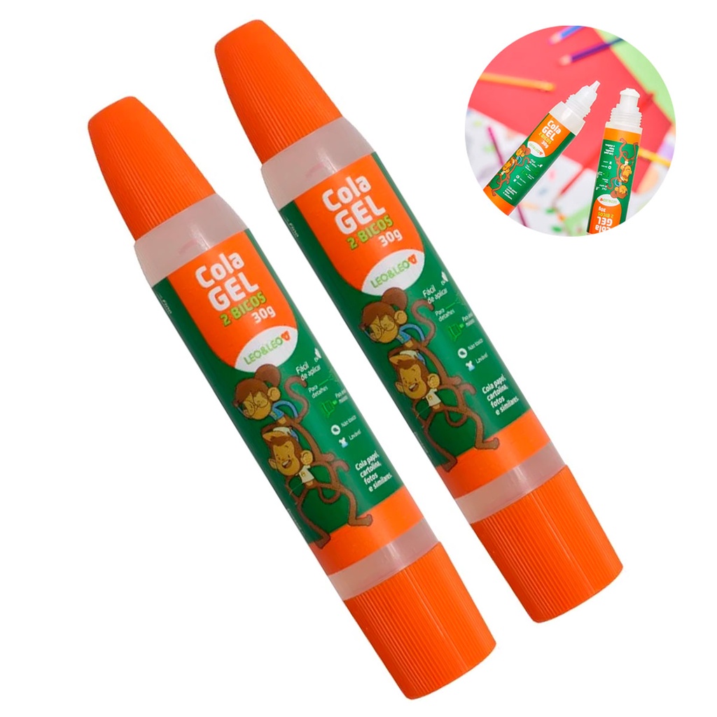 2 Unidades Cola Gel Leo&Leo 2 Bicos Para Precisão 30g Escola | Shopee ...