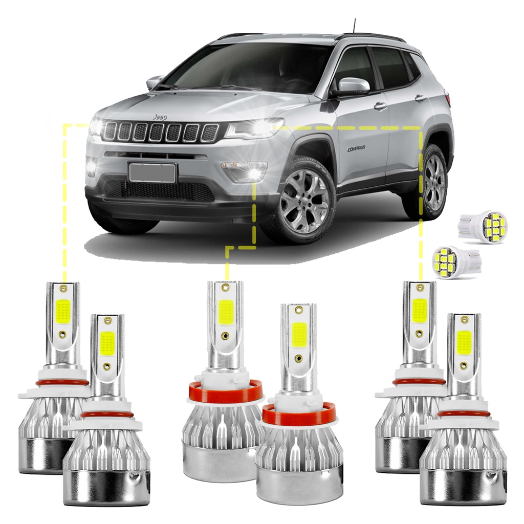 Kit Ultra Led Jeep Compass 2017/2021 20000 Lúmens 6500k | Shopee Brasil