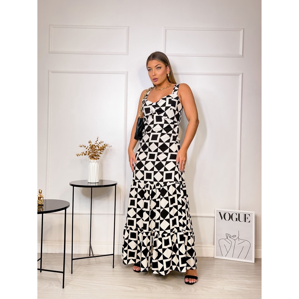 vestido longo lia feminino | Shopee Brasil