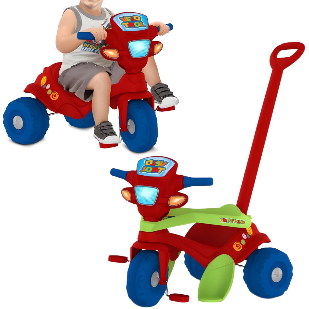 Motoca Infantil Velotrol Haste Passeio Pedal Triciclo Menino | Shopee ...