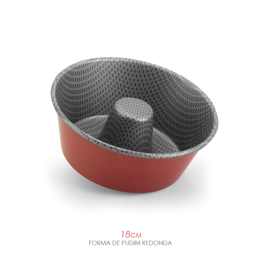 Forma de Pudim Bolo Redonda 18cm Vermelha | Shopee Brasil