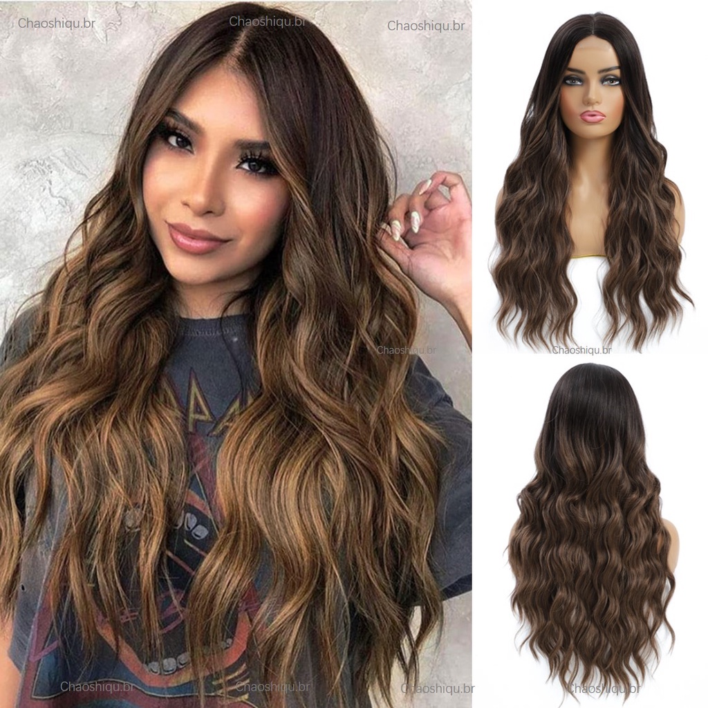 Br433 lace Wig peruca marrom cabelo humano cacheado natural moda ...