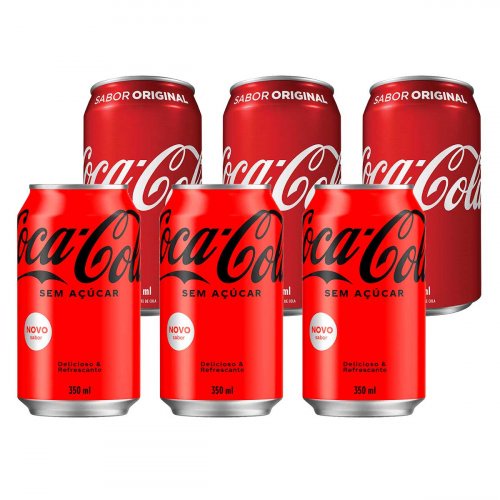 Kit 3 Unidades Coca-Cola sem Açúcar 350ml e 3 Unidades Coca-Cola ... Kit 3 Unidades Coca-Cola sem Açúcar 350ml e 3 Unidades Coca-Cola ...