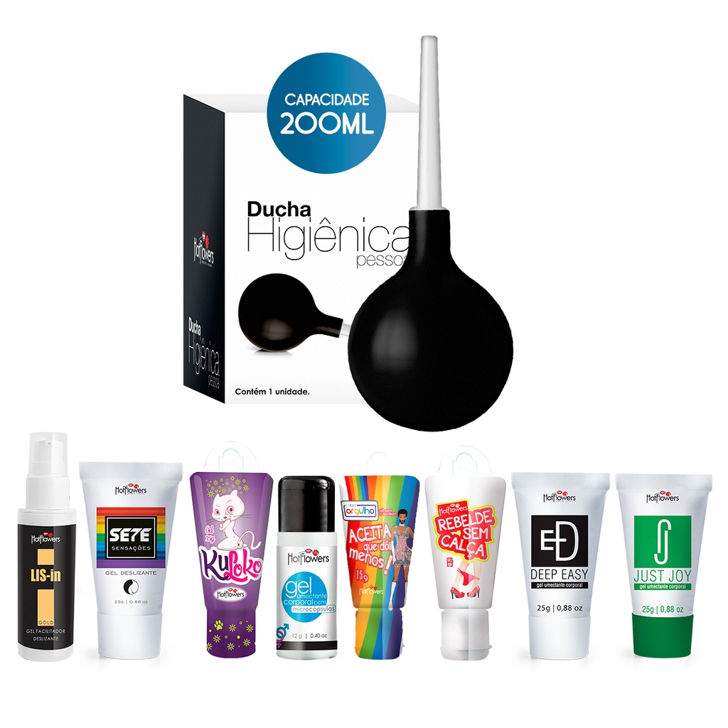 Kit Sexo Anal Ducha Higiênica Xuca Chuca Enema + Gel Lubrificante 7 ...