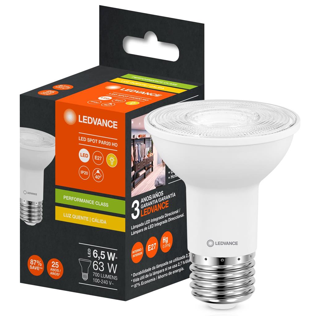 Lampada Led Par20 6,5W Bivolt E27 2700K Luz Amarela Ledvance | Shopee ...
