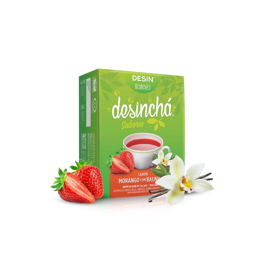 Desinchá Morango com Baunilha • 10 sachês | Desinchá | Shopee Brasil