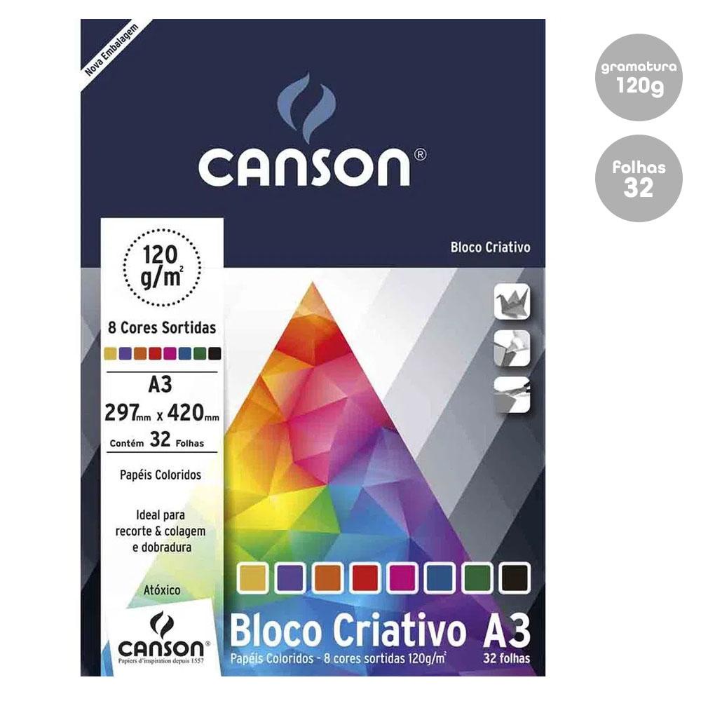 Bloco Colorido Criativo Cards A3 32 Folhas 8 Cores Canson | Shopee Brasil
