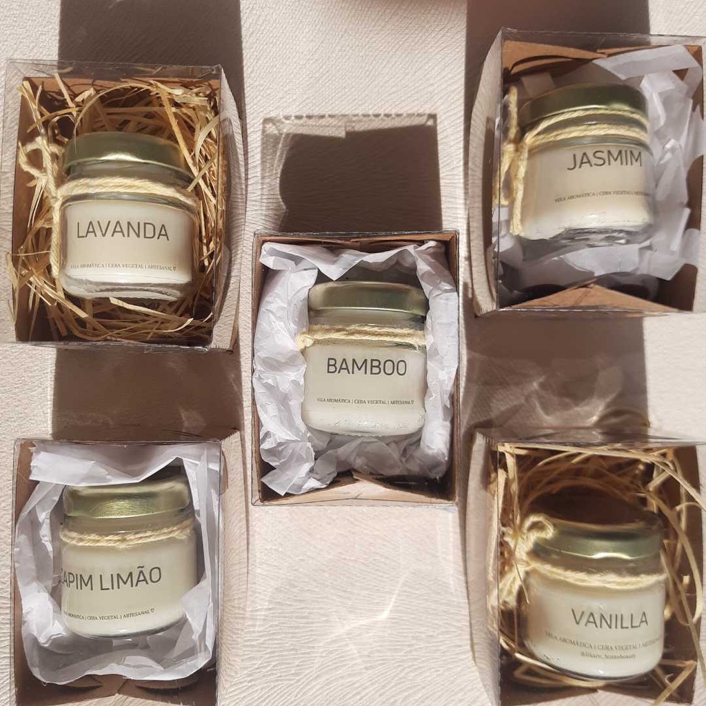 Mini Vela Aromática Vegetal Perfumada em Caixinha de Presente 40g ...