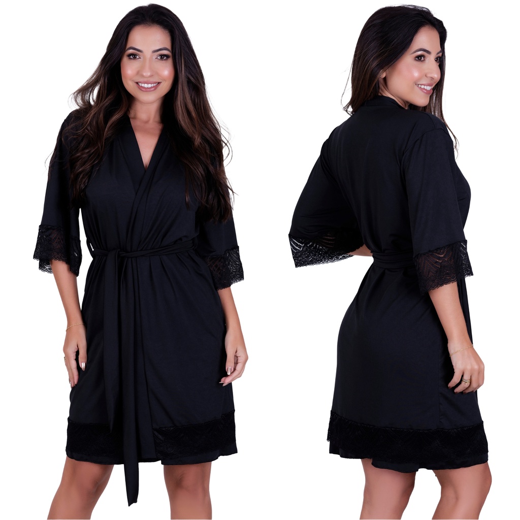 Robe Romantic Renda Hobby Feminino Roupão Confortável Linha Noite ...