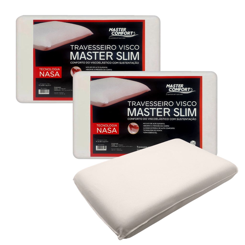 Kit 2 Travesseiros Nasa Viscoelástico Master Slim Sono 50x70cm | Shopee ...