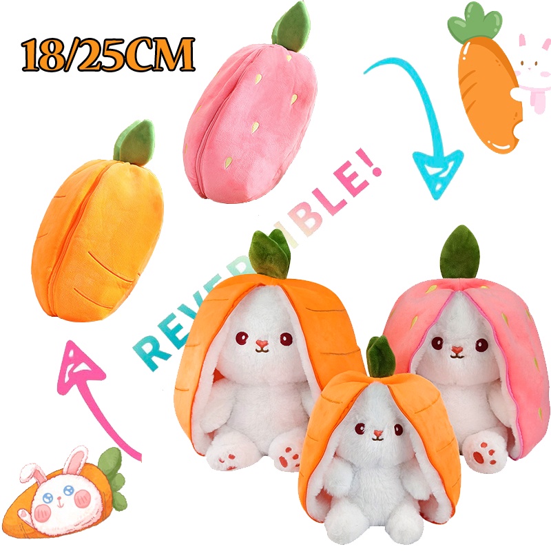 2 Em 1 Coelho Morango Plushies Toy Cute Rabbit Fruit Animal Stuffed ...