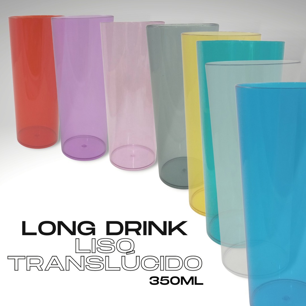 kit de 35 Copos Long Drink - 350ml - 38g - Liso Translucido | Shopee Brasil