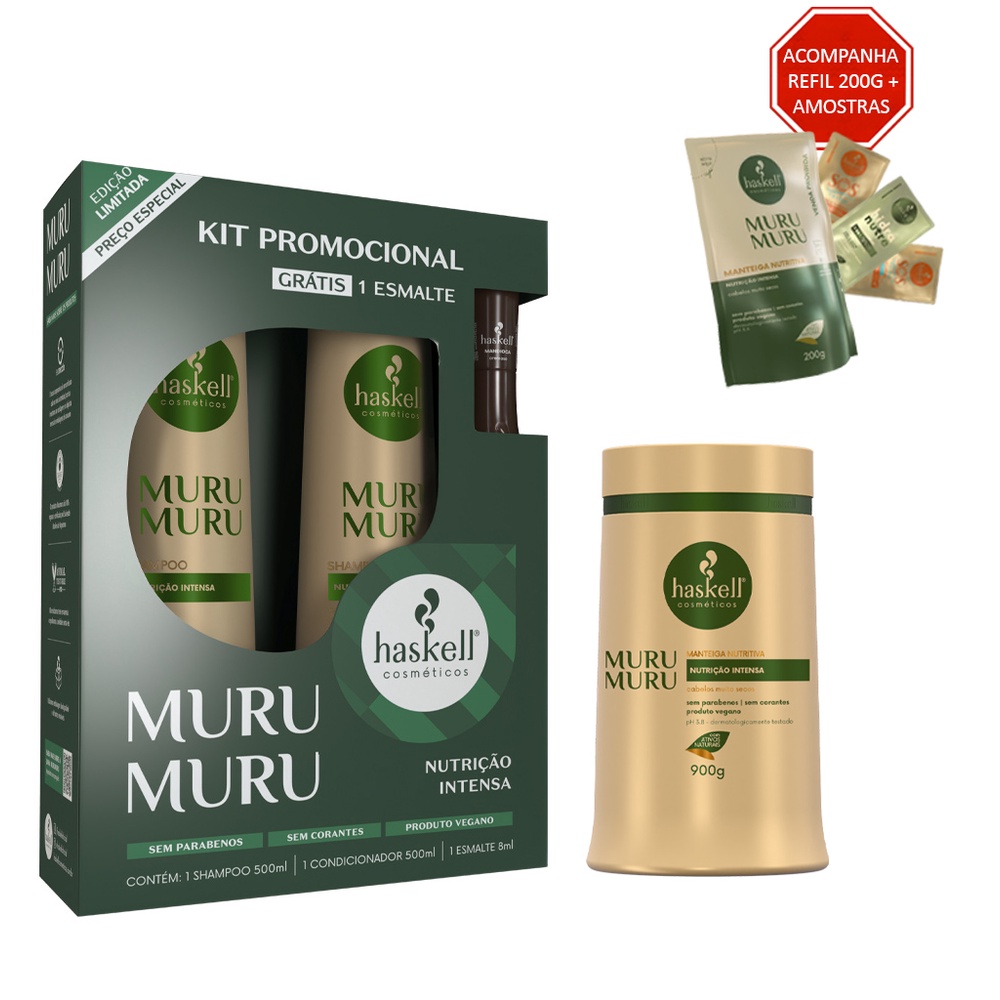Kit Haskell Murumuru Shampoo Condicionador 500 Mascara 900g | Shopee Brasil
