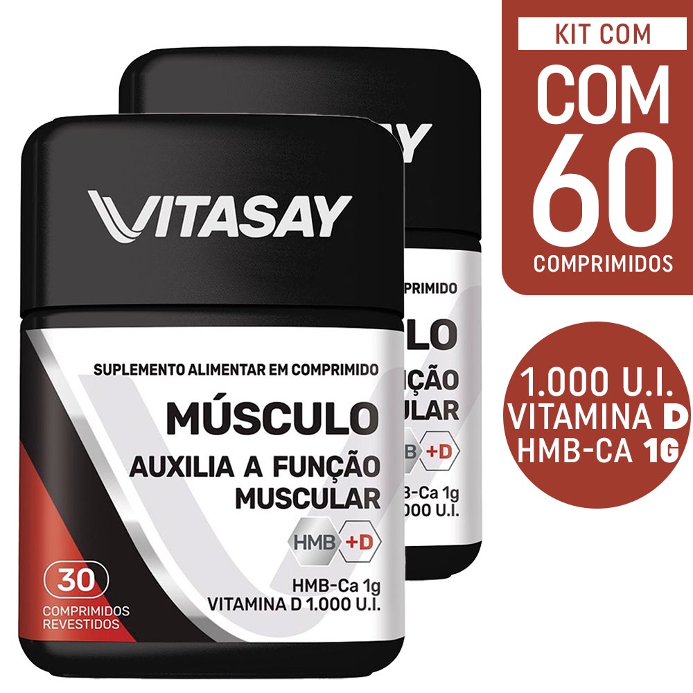 Kit 60comp Suplemento Alimentar Vitasay Músculo Vitamina D | Shopee Brasil